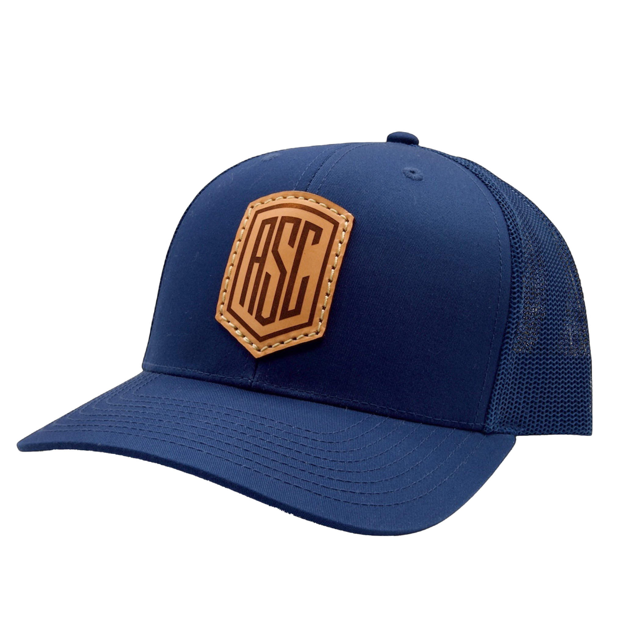 ASC Leather Patch Mesh Trucker Cap Light Blue – ASC/AC Store